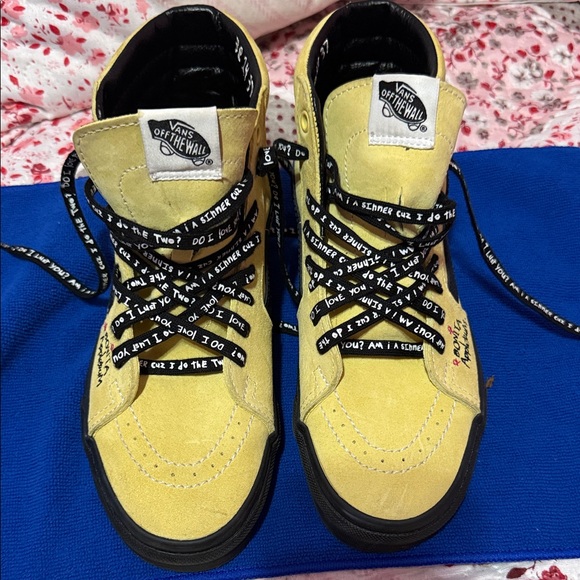 Vans | Shoes | Vans Hightop Sneakers In Bright Yellow With Black ...